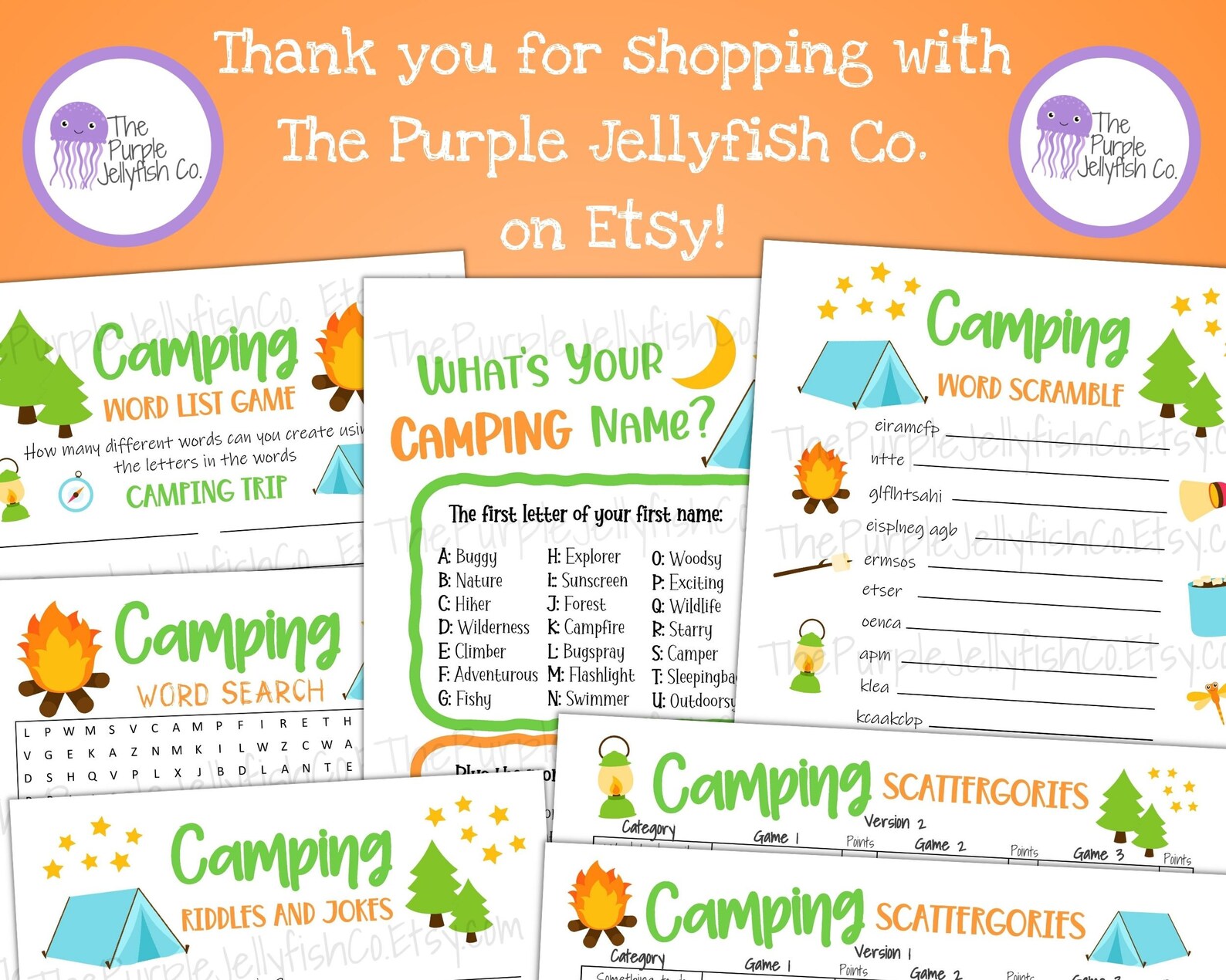 Camping Activities for Kids, Camping Games Bundle, Camping Party ...