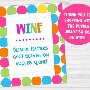 Printable Teacher Wine Gift Tags, Funny Teacher Appreciation Gift ...