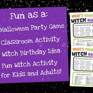 What's Your Witch Name Game Halloween Game Printable - Etsy