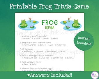 Frog Trivia Game Printable, Frog Game, Trivia for Kids, Frog Theme ...