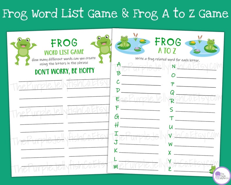 Frog Game Bundle, Printable Games for Kids, Frog Birthday Party Ideas ...