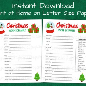 Christmas Word Scramble, Christmas Activity for Kids Printable ...