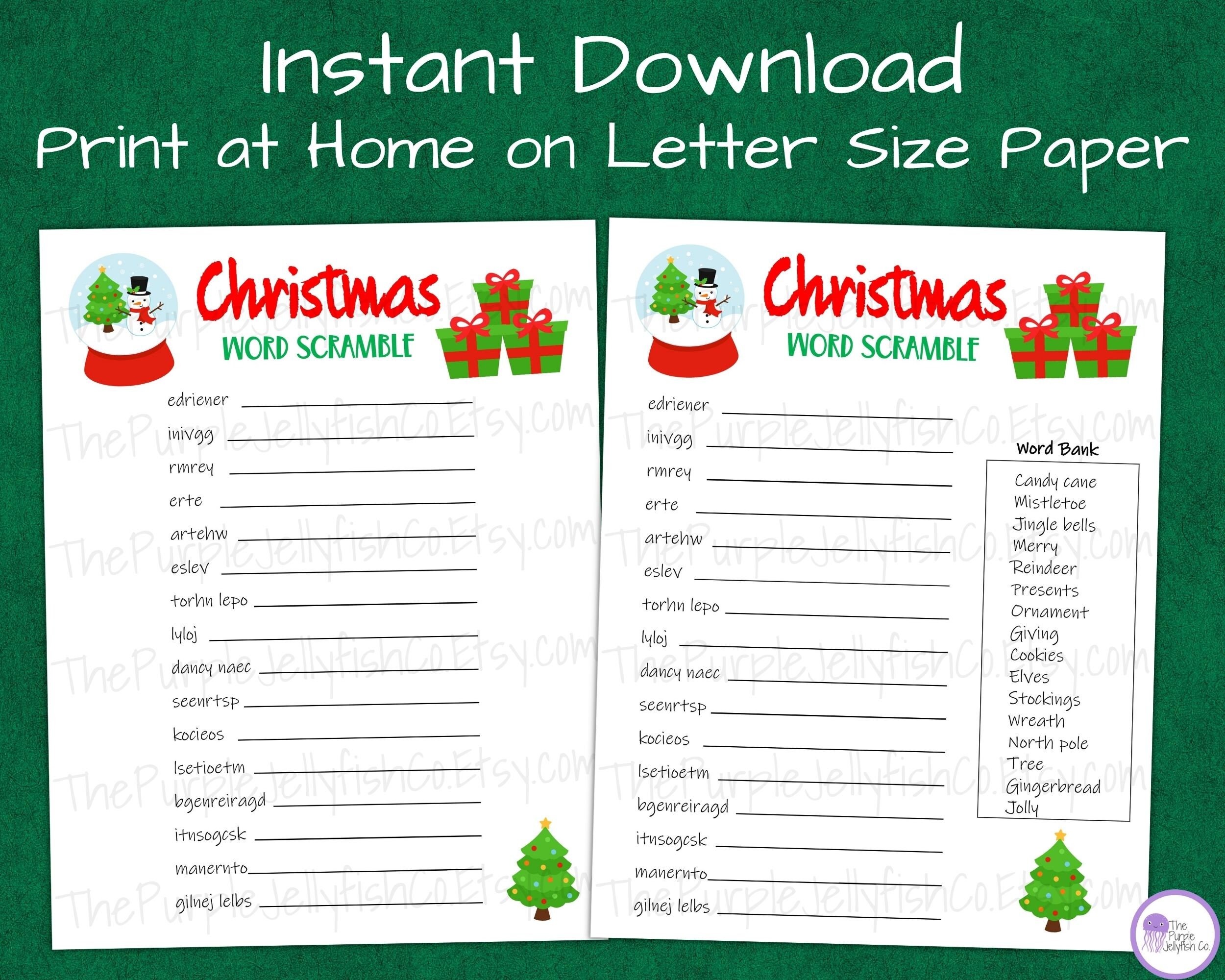 Christmas Word Scramble, Christmas Activity for Kids Printable ...