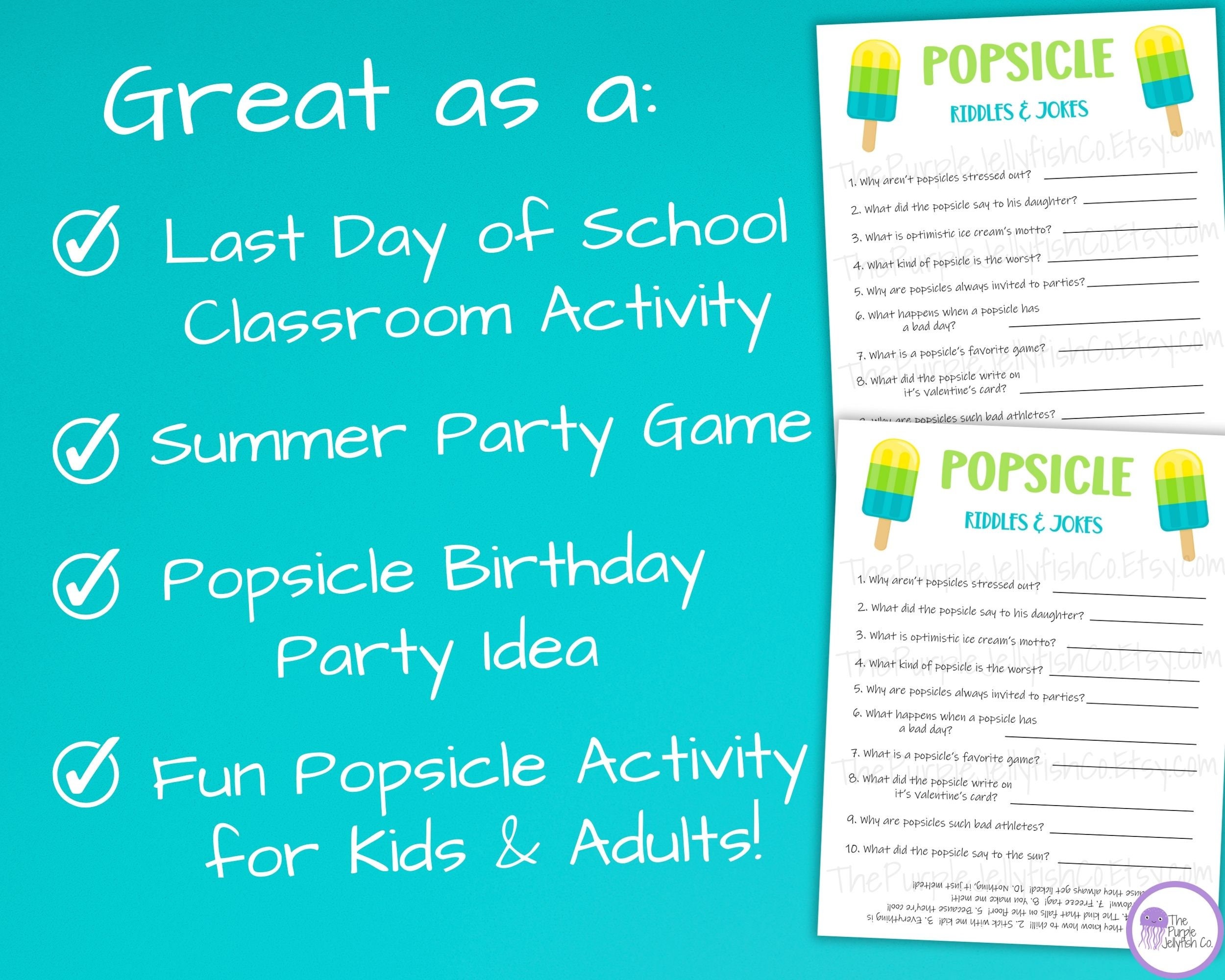 Popsicle Jokes for Kids Summer Activity Printable Popsicle Party Idea ...