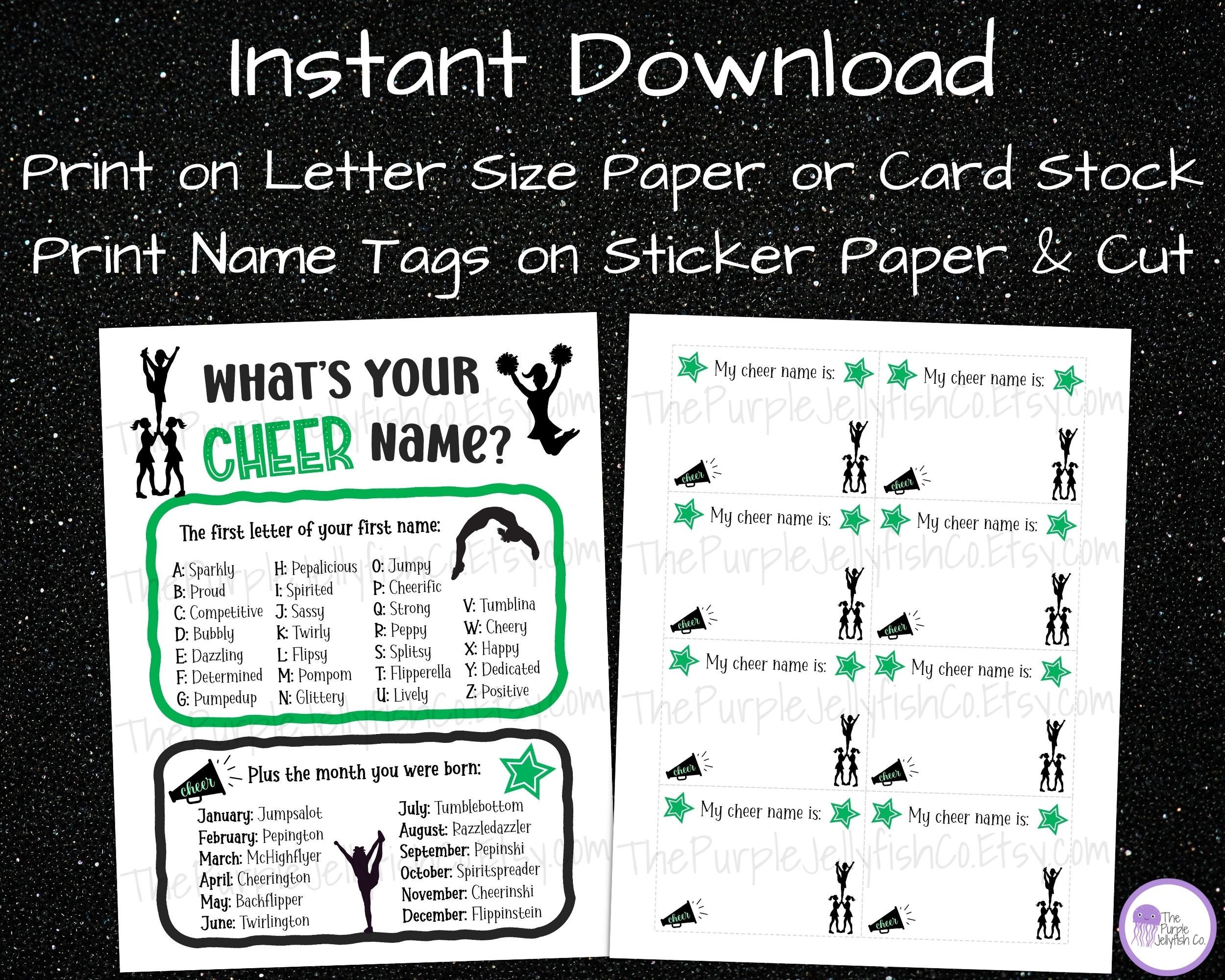 Cheer Name Sign and Name Tags, Cheer Party Game Printable, What's Your ...
