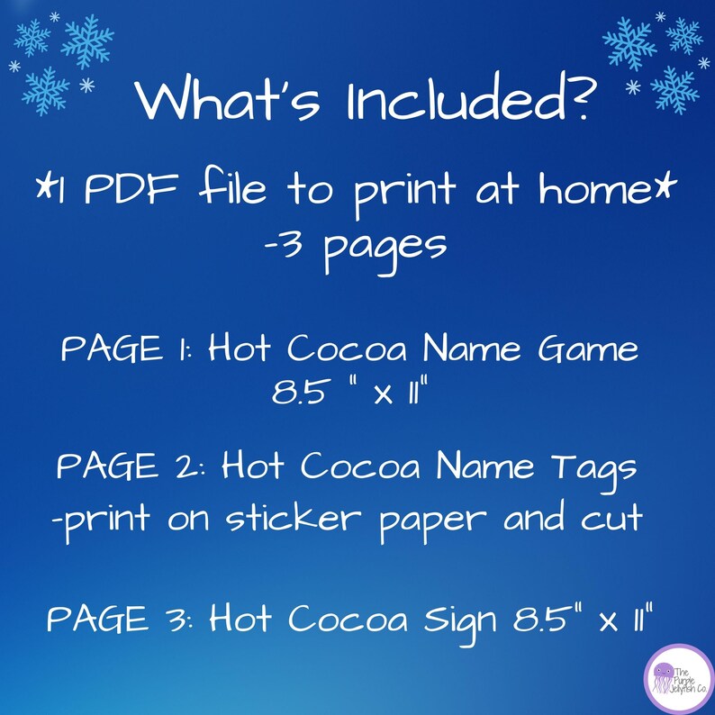 Whats Your Hot Cocoa Name Game Sign & Name Tags, Hot Cocoa Bar ...