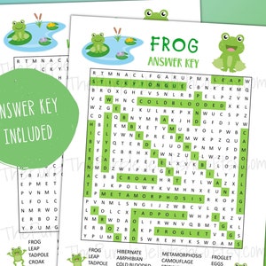 Frog Word Search Printable, Frog Activity for Kids, Word Game, Spring ...
