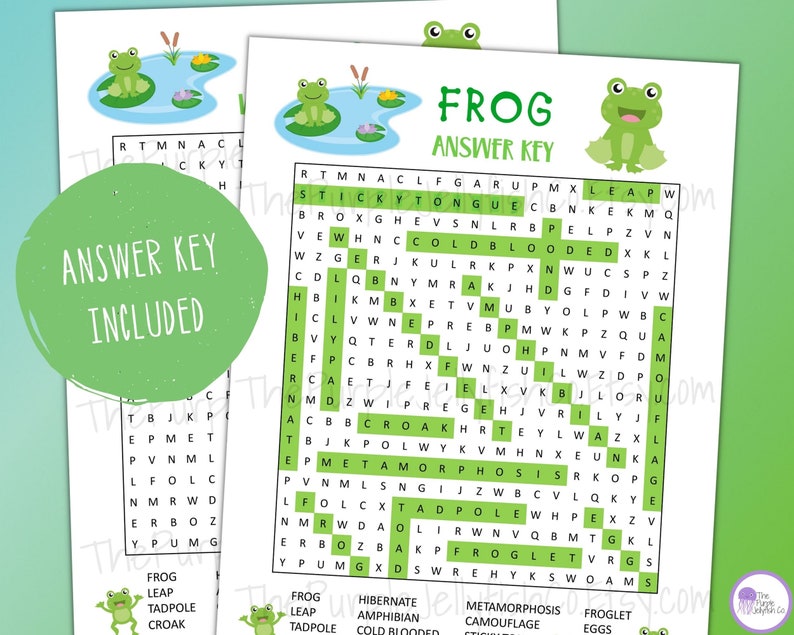 Frog Word Search Printable, Frog Activity for Kids, Word Game, Spring ...