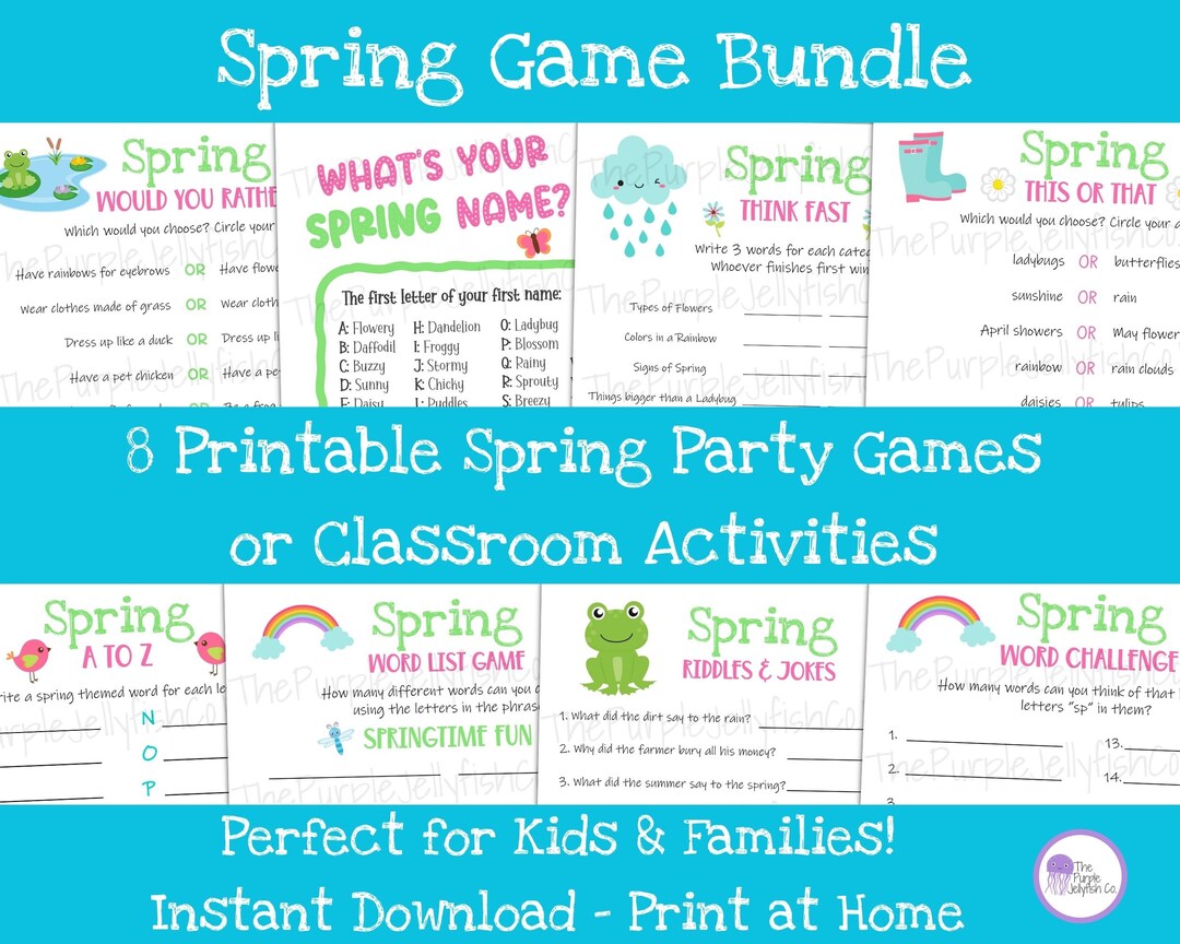 Spring Games Bundle, Printable Spring Activities for Kids & Adults ...