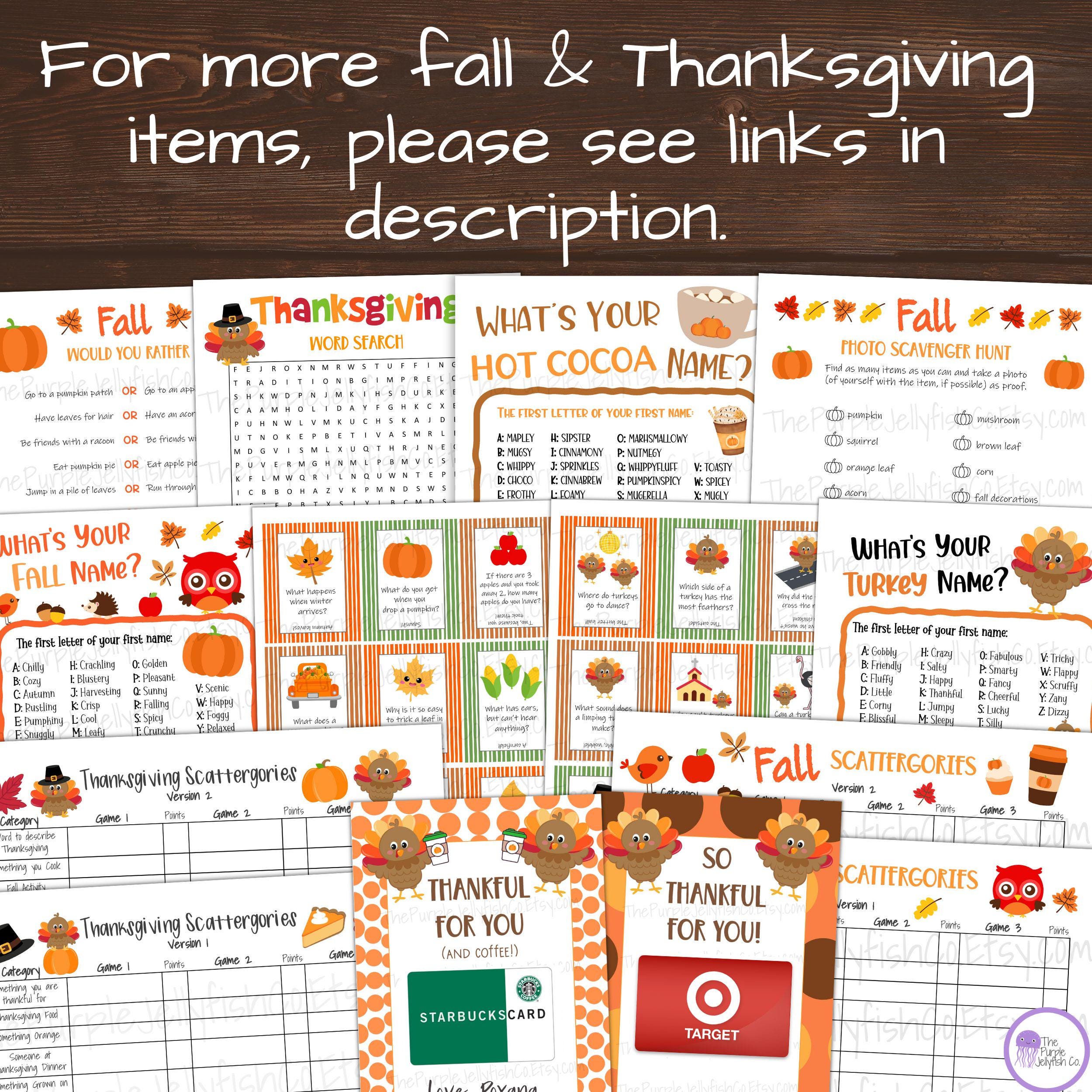 Would You Rather Game Printable Thanksgiving Activity for Kids, This or ...