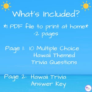 Hawaii Trivia Game Printable Luau Party Idea, Hawaiian Themed Quiz ...