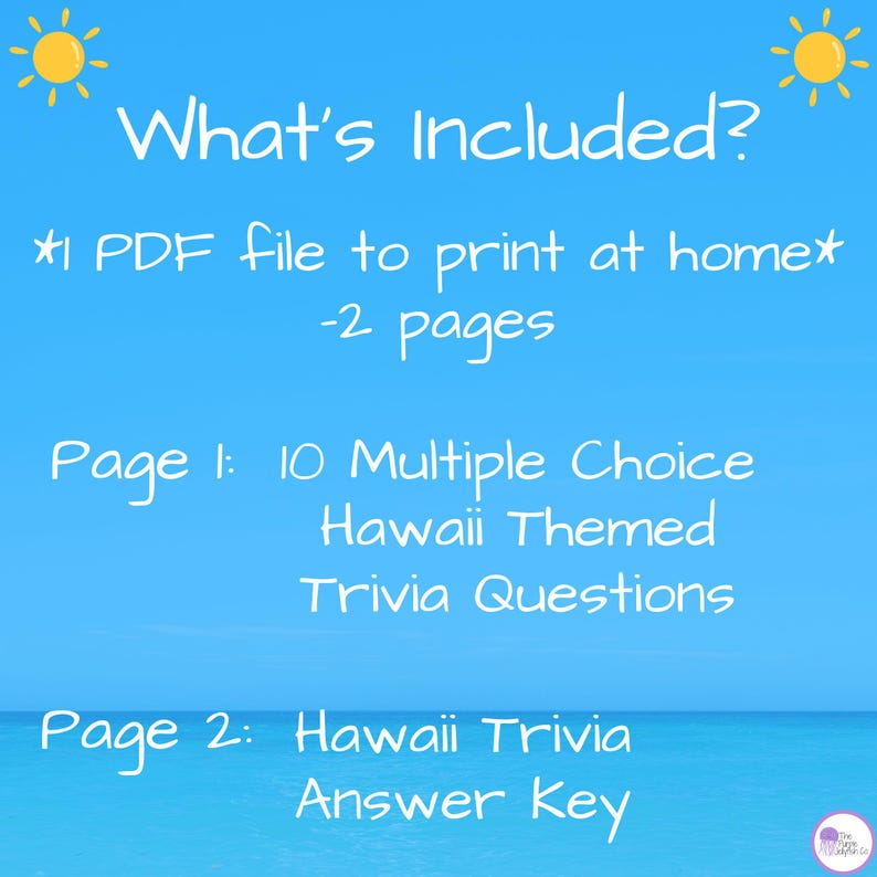 Hawaii Trivia Game Printable Luau Party Idea, Hawaiian Themed Quiz ...