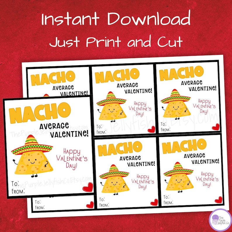 Nacho Valentines for Kids Class, Chips Valentine Tags Printable ...