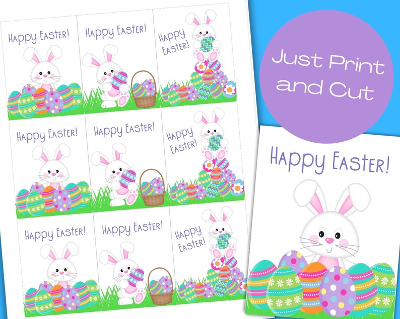 Printable Easter Gift Tags, Cute Easter Mini Card for Kids, Digital ...