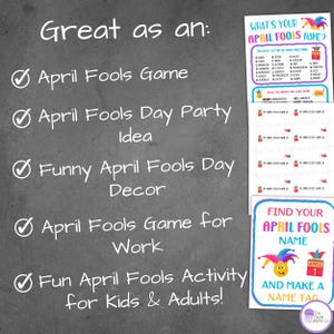 Whats Your April Fools Name Game, Funny April Fools Game for Kids ...