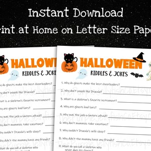 Halloween Jokes and Riddles, Printable Halloween Party Game for Kids ...