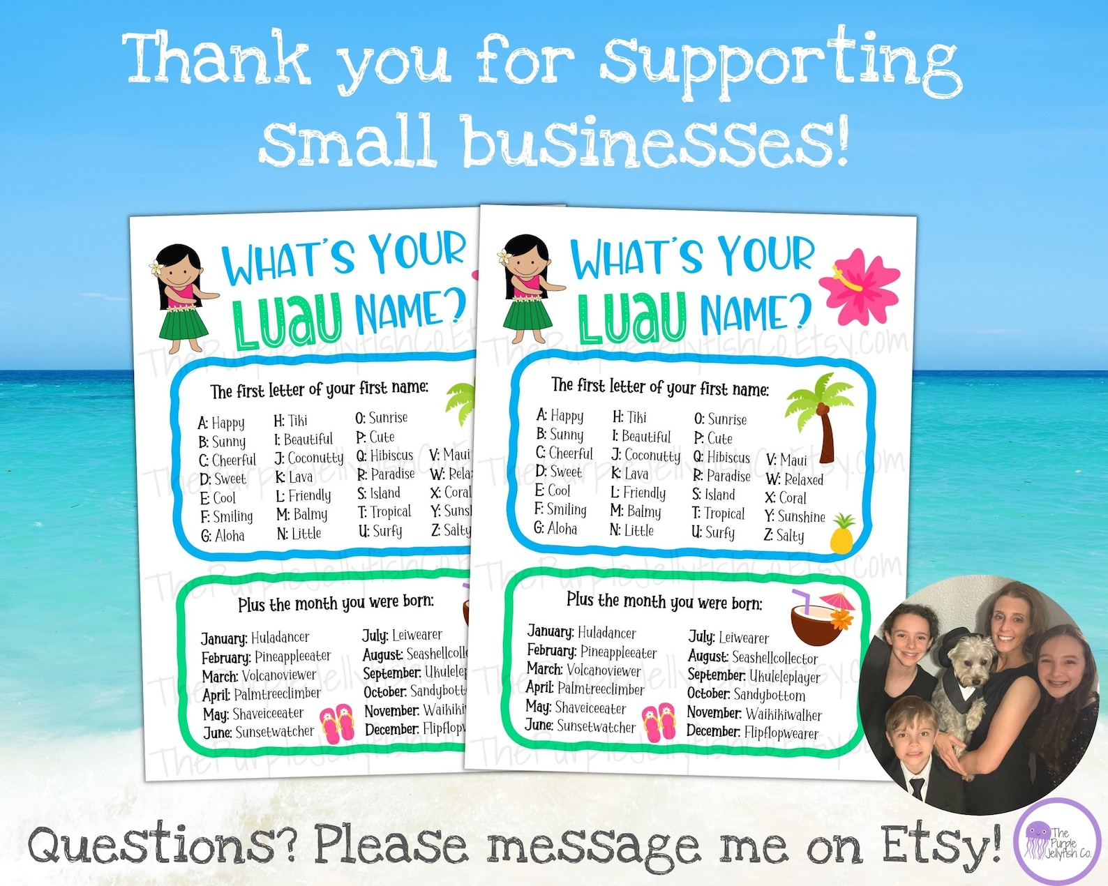 What's Your Luau Name Game + Tags, Hawaiian Party Decoration, Tropical ...