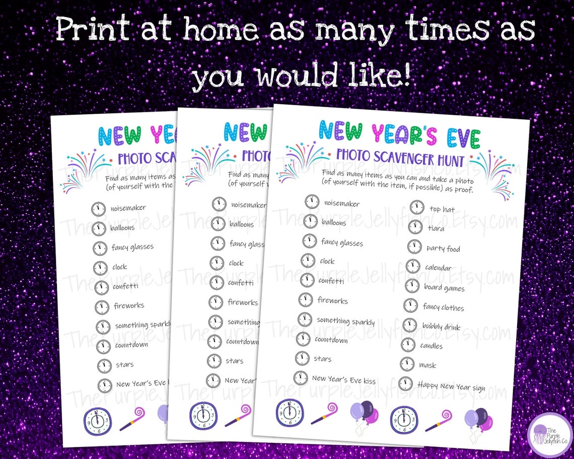 New Years Eve Scavenger Hunt, Printable New Year's Eve Games, Photo ...