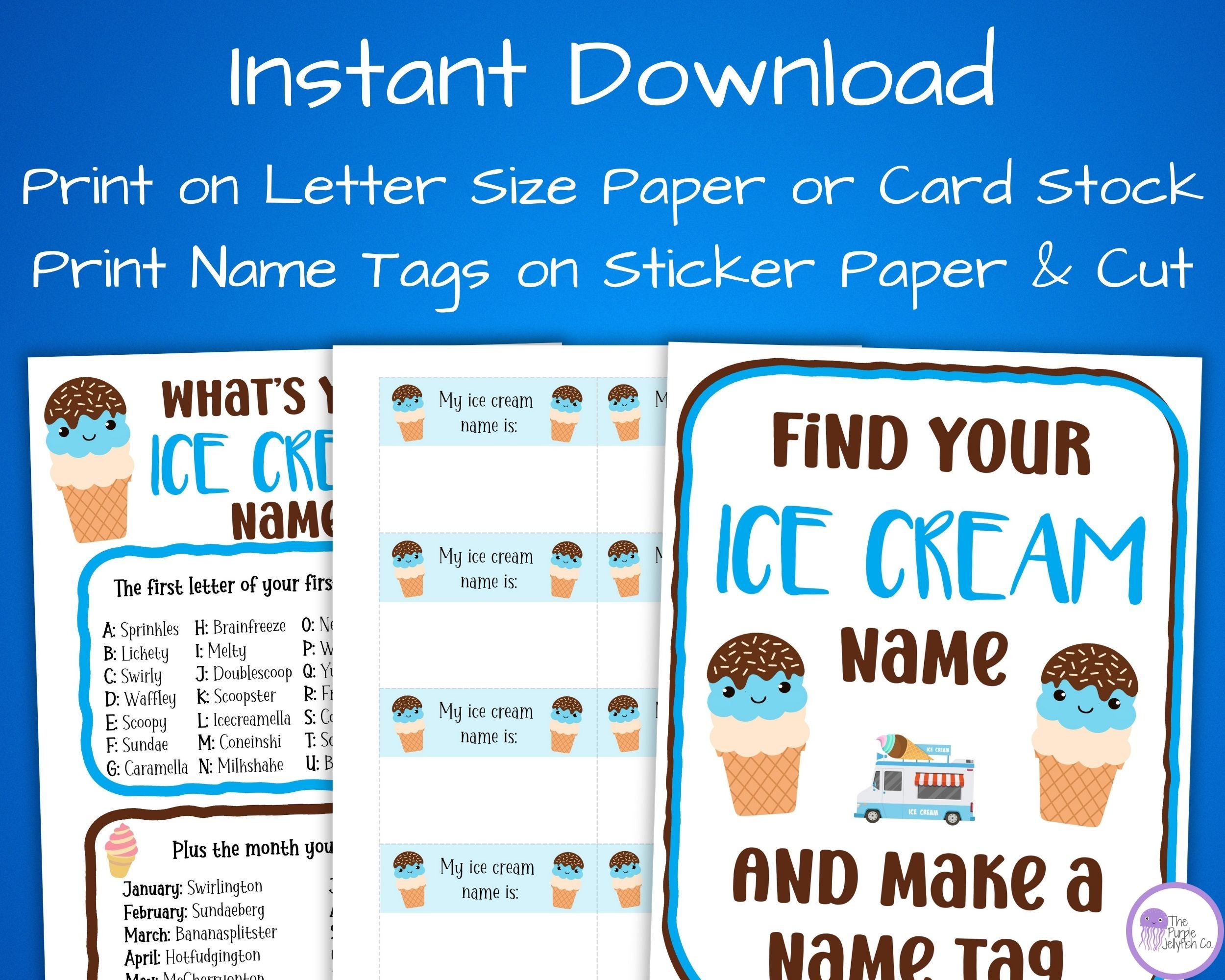 Ice Cream Party Game Printable, What's Your Ice Cream Name Game, Kids ...