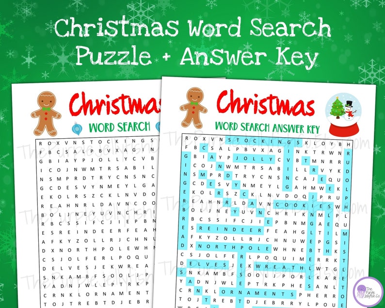 Christmas Word Search, Printable Christmas Game, Holiday Party Game ...