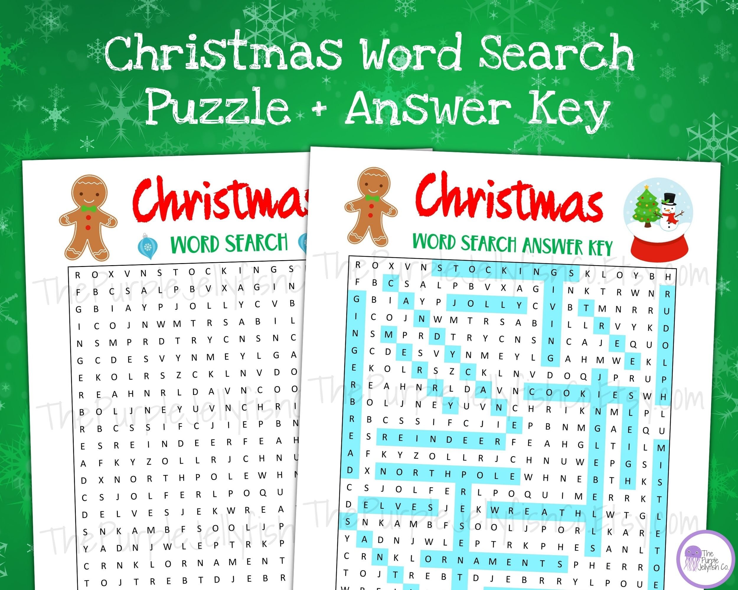 Christmas Word Search, Printable Christmas Game, Holiday Party Game ...