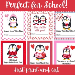 Penguin Valentine Cards for Kids, Printable Valentines for Classroom ...