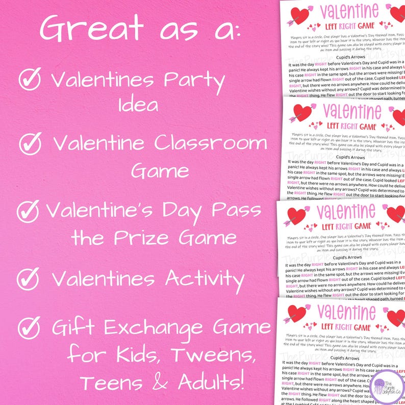 Valentines Day Left Right Game, Valentines Pass the Prize Game ...