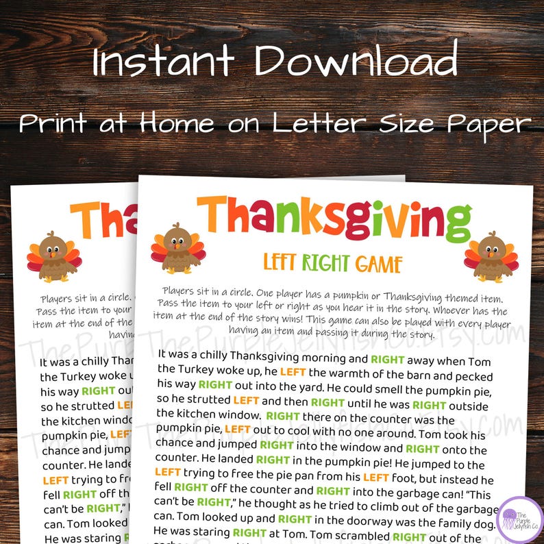 Thanksgiving Left Right Game Printable, Turkey Thanksgiving Activity ...