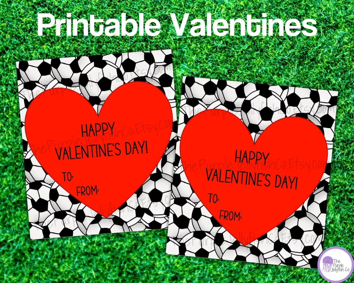 Soccer Valentines Tags, Printable Valentines Cards for Kids, Sports ...
