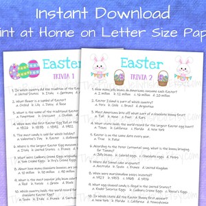 Easter Trivia Game Printable, Easter Activities for Kids & Adults ...