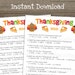 Thanksgiving Trivia Game, Printable Thanksgiving Activity for Kids ...