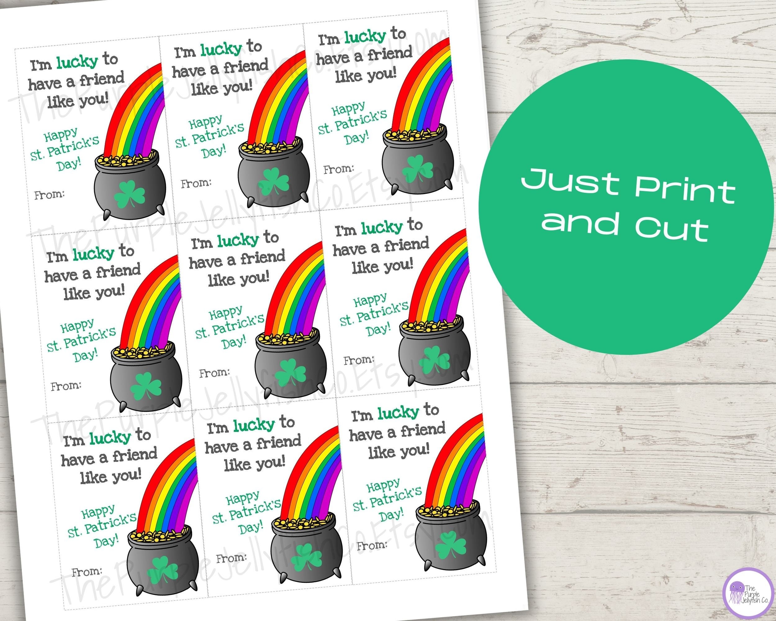 Printable St. Patrick's Day Gift Tags, St. Patrick's Day Cards for Kids ...
