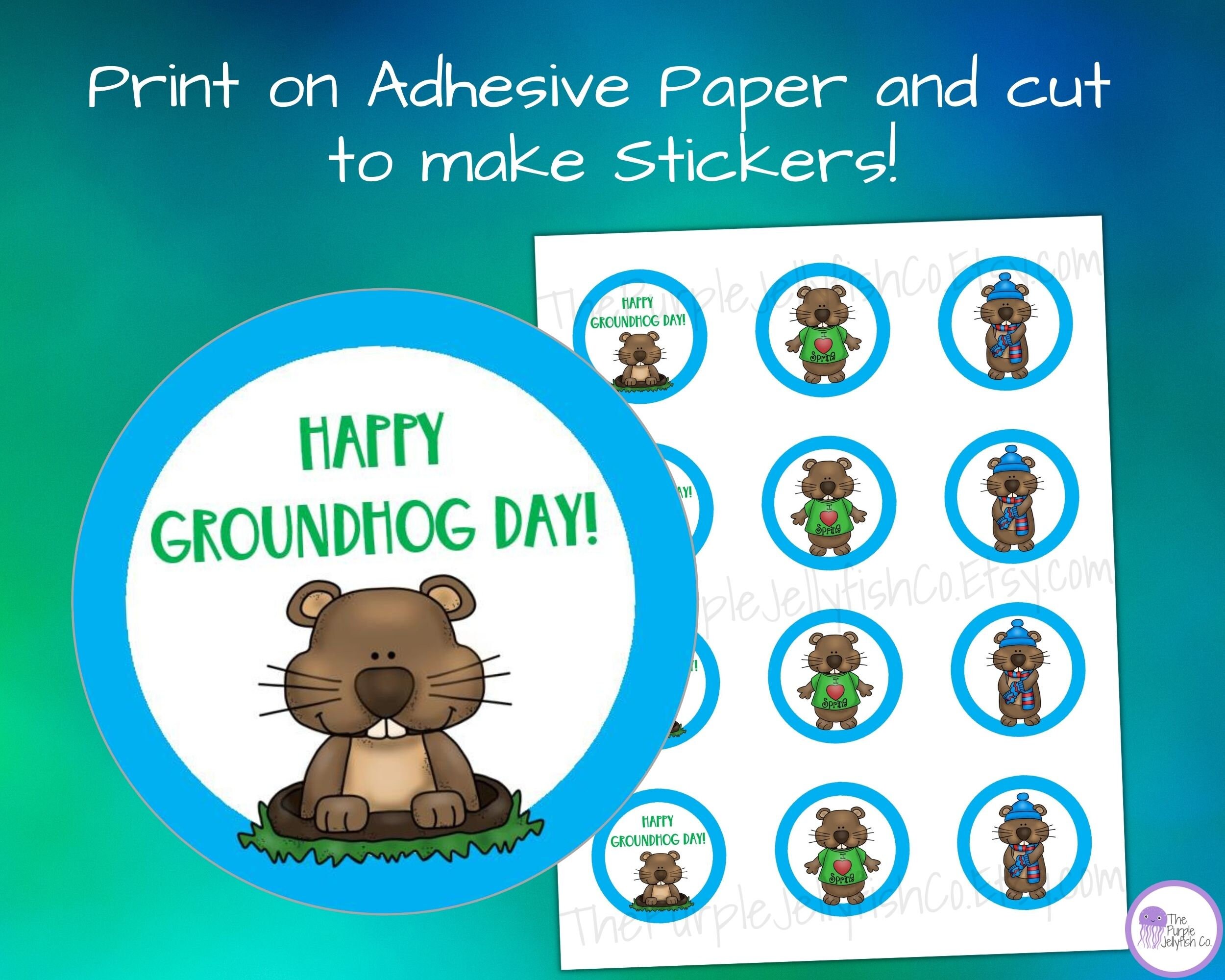 Groundhog Day Cupcake Toppers Printable, Happy Groundhog Day Party ...