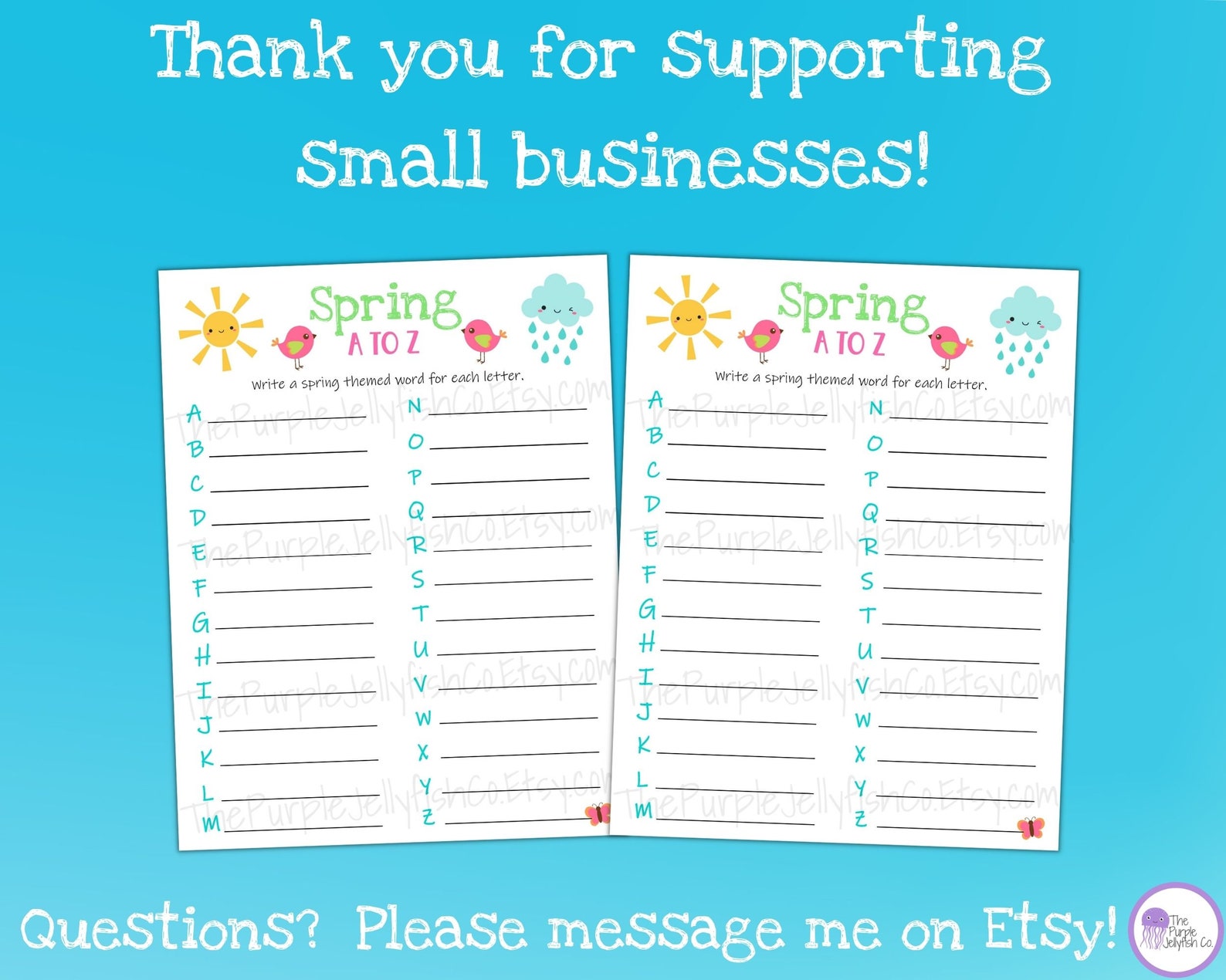 Spring A to Z Game, Printable Spring Game for Kids & Adults, Easter A-Z ...