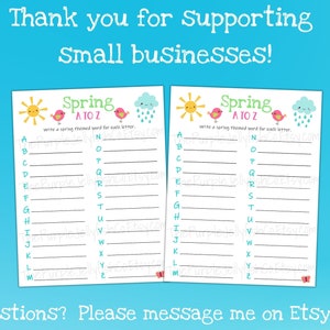 Spring A to Z Game, Printable Spring Game for Kids & Adults, Easter A-Z ...