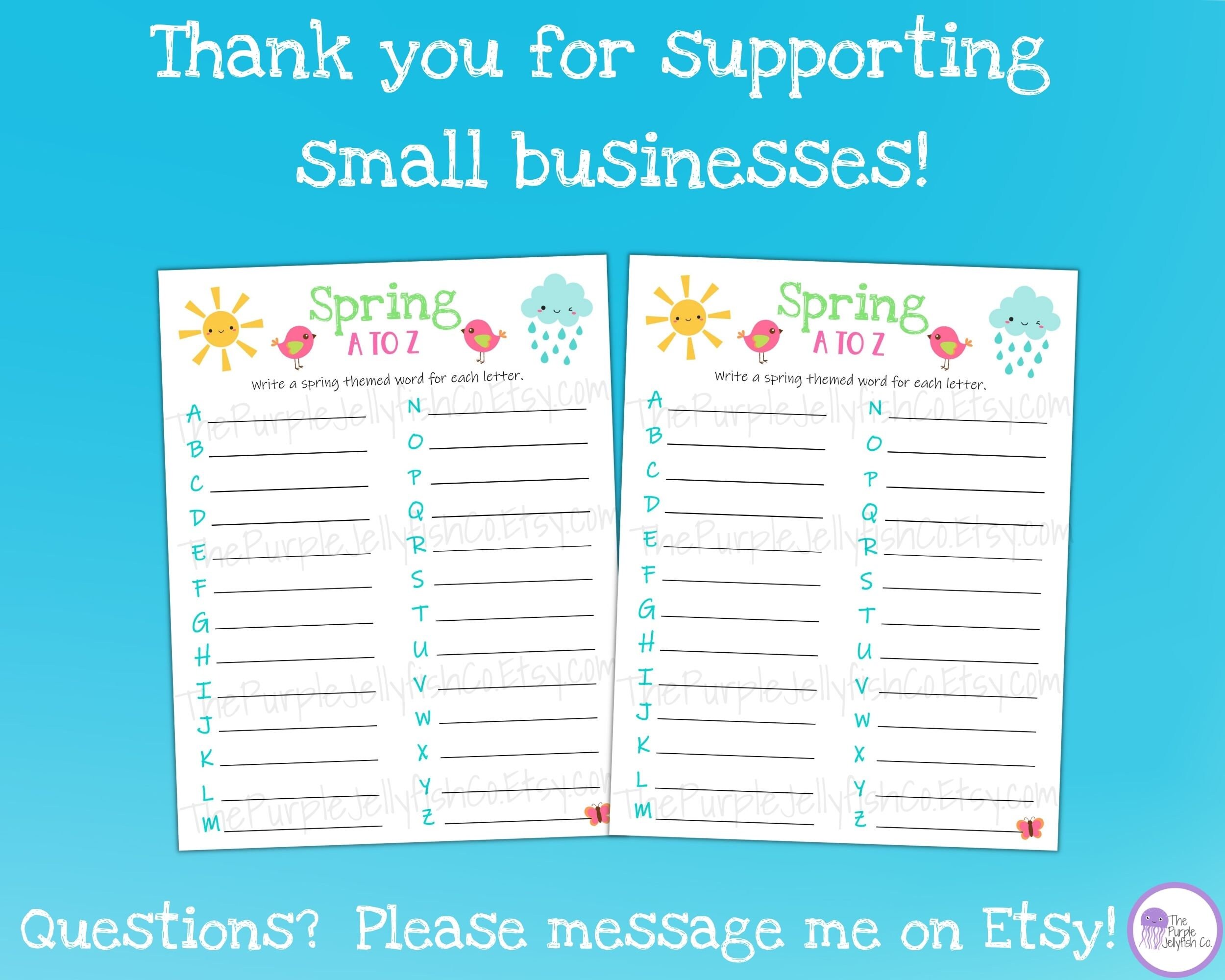 Spring A to Z Game Printable Spring Game for Kids & Adults - Etsy