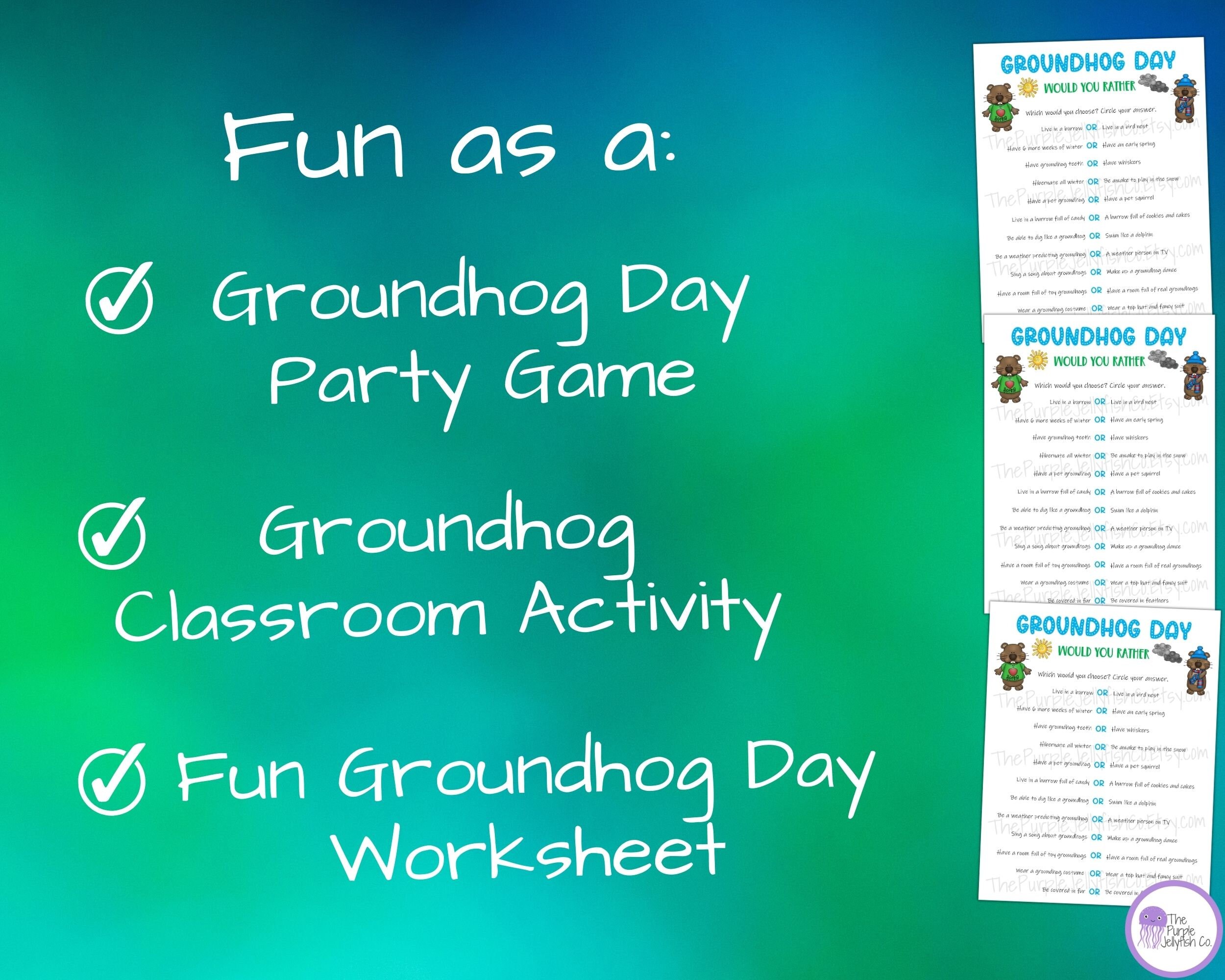 Groundhog Day Would You Rather Game, Printable Groundhog Activity for ...