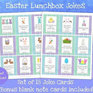 Easter Lunchbox Jokes, Printable Easter Lunch Box Notes, Joke Cards for ...