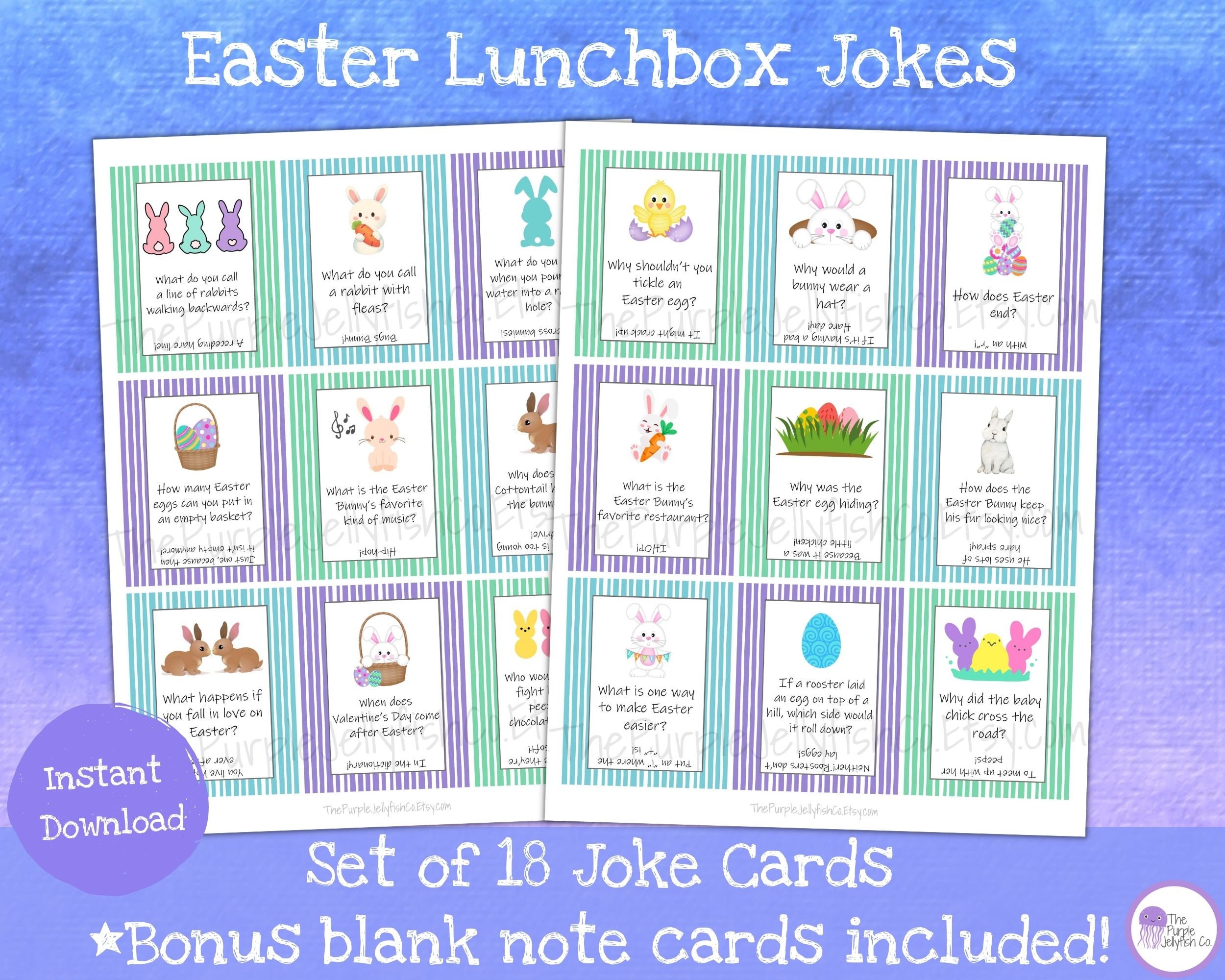 Easter Lunchbox Jokes, Printable Easter Lunch Box Notes, Joke Cards for ...