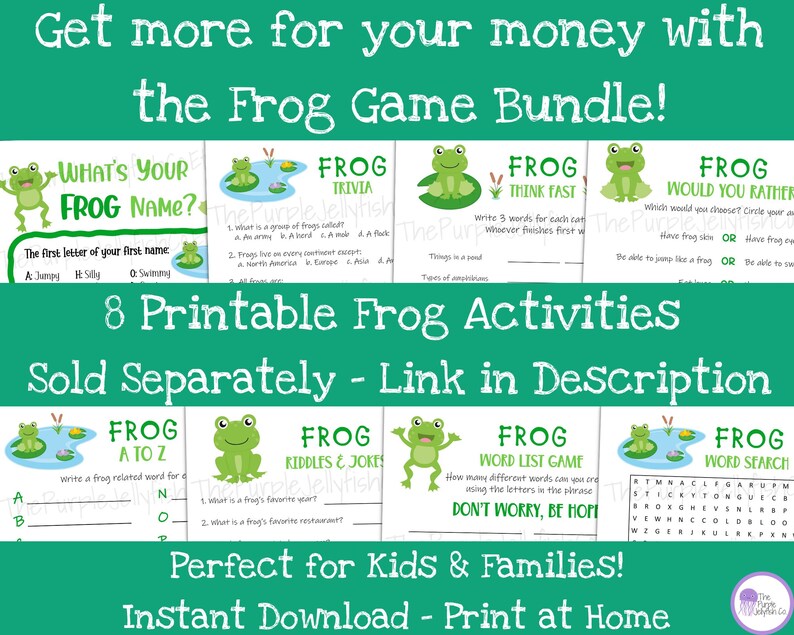 Frog Trivia Game Printable, Frog Game, Trivia for Kids, Frog Theme ...