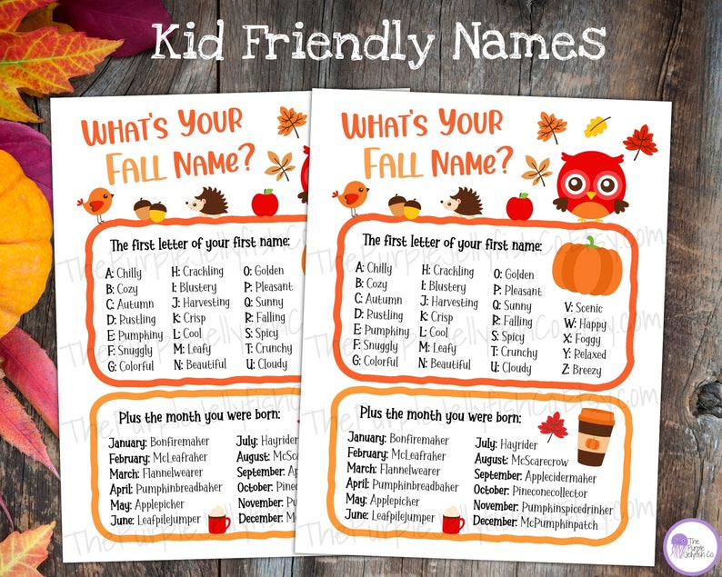 Fall Name Generator, What's Your Name Sign Name Tags, Fall Game for ...