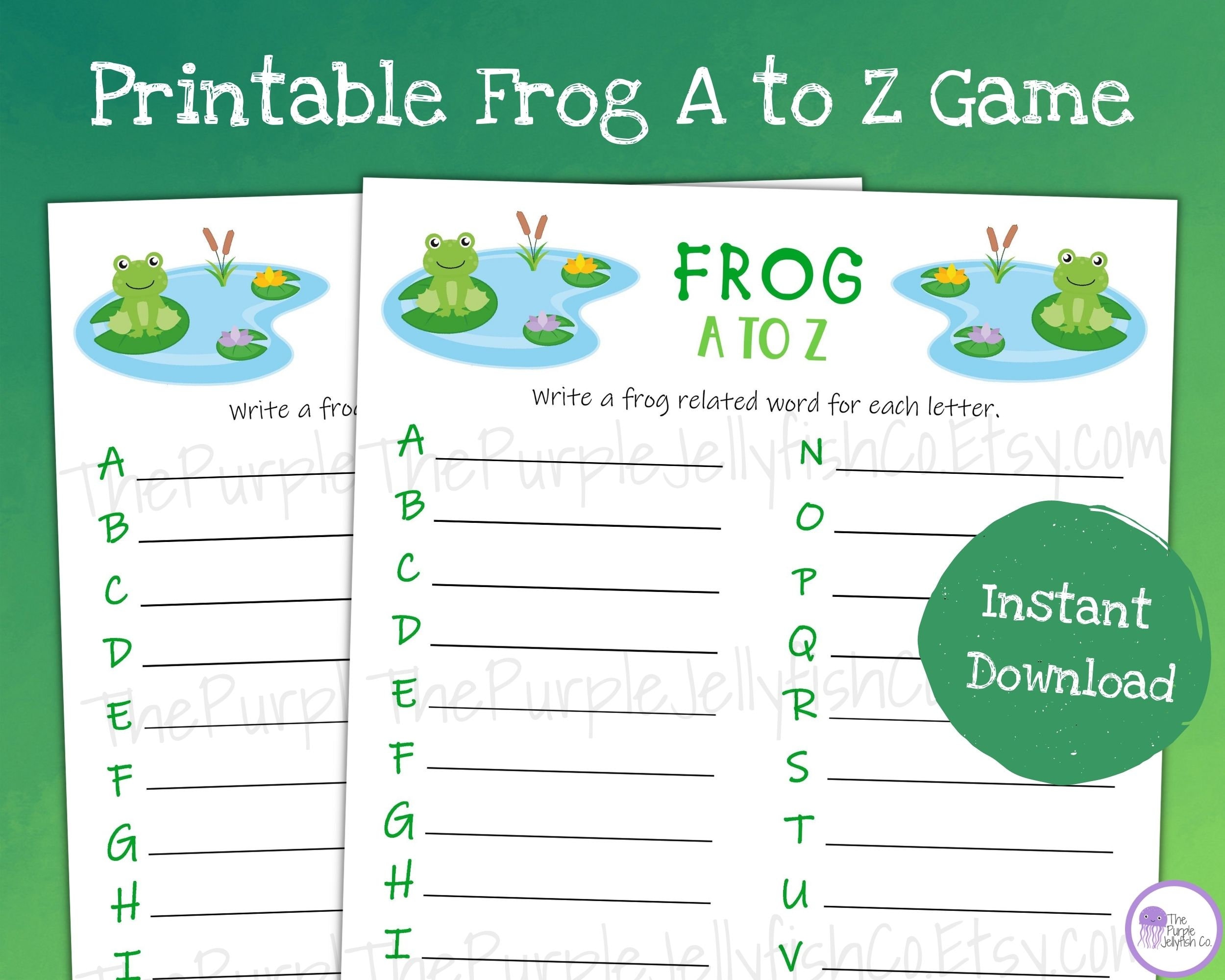 Frog A to Z Game, Printable Word Game for Kids, Frog Classroom Activity ...