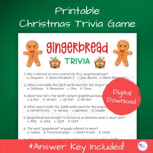 Gingerbread Trivia, Christmas Trivia Printable Game, Gingerbread House ...
