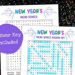 New Years Word Search Printable, New Years Activity for Kids, Word ...