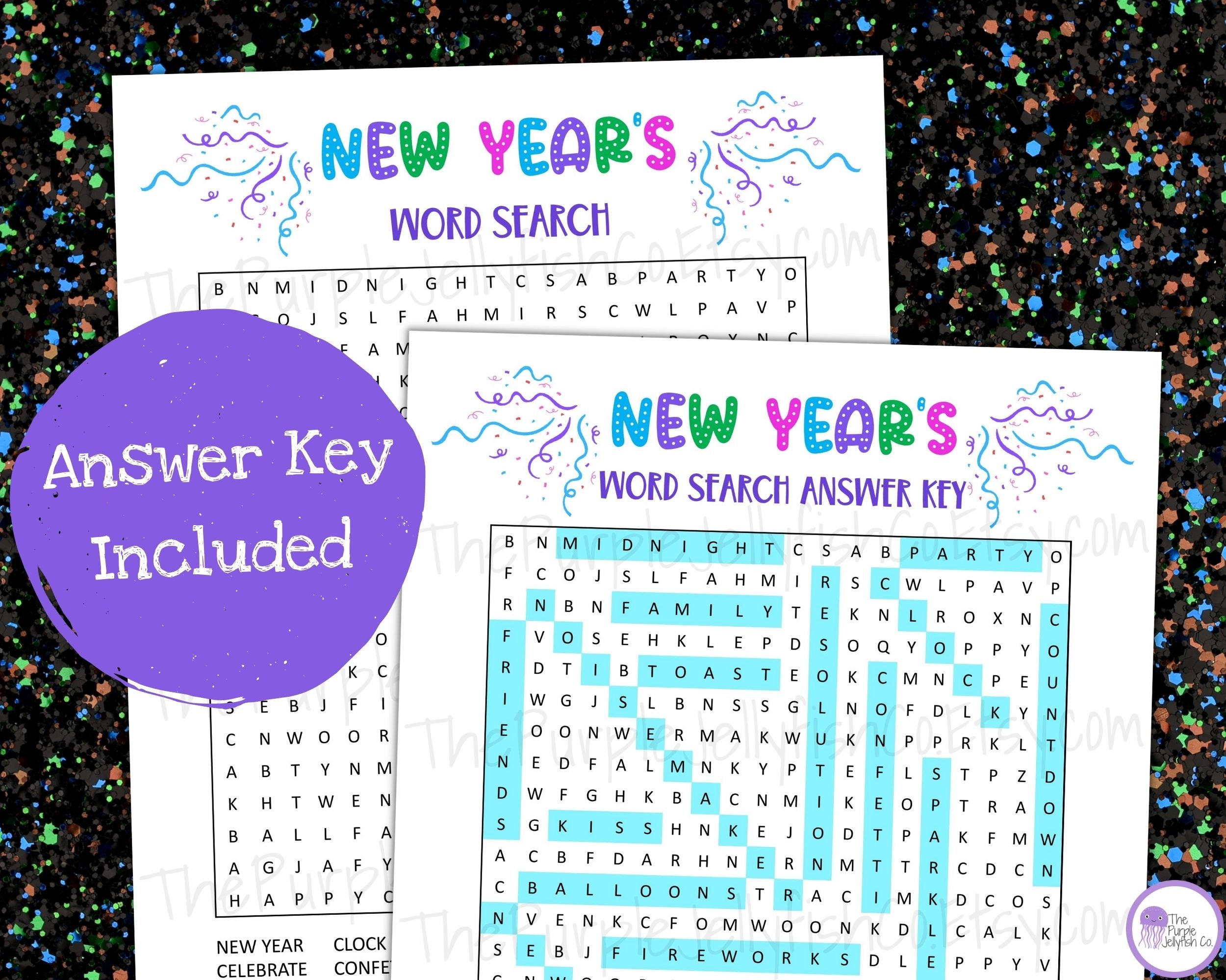 New Years Word Search Printable, New Years Activity for Kids, Word ...