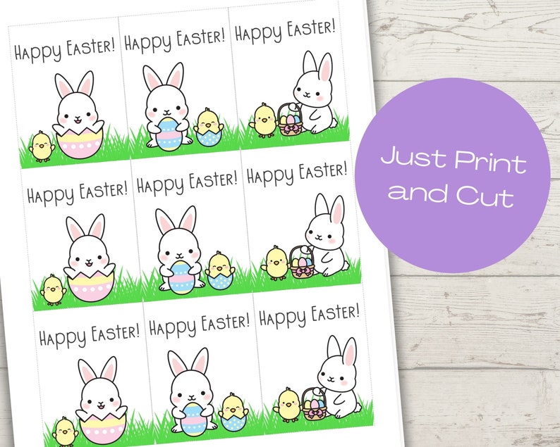 Printable Easter Gift Tags, Kawaii Easter Mini Cards, Instant Digital ...