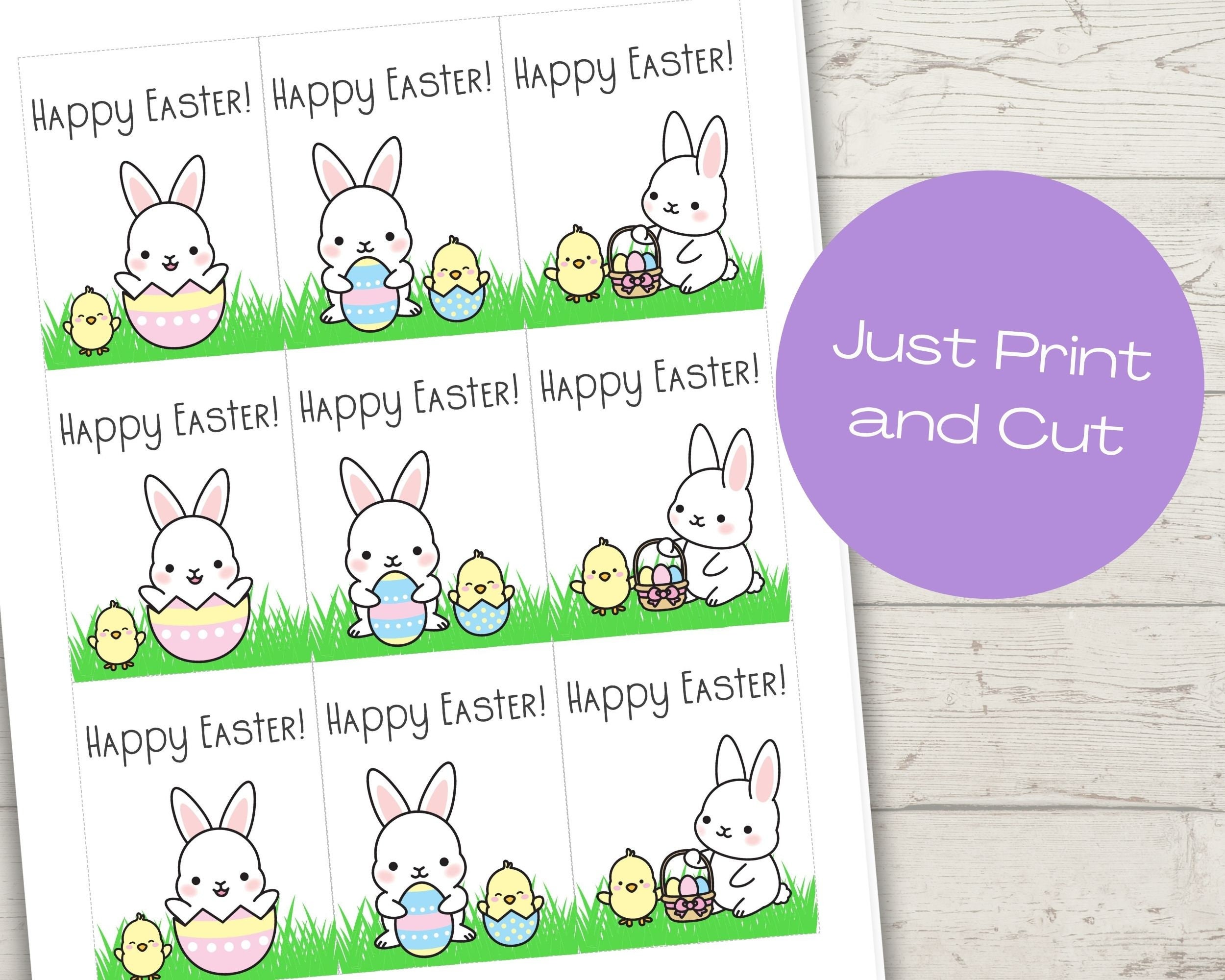 Printable Easter Gift Tags, Kawaii Easter Mini Cards, Instant Digital ...