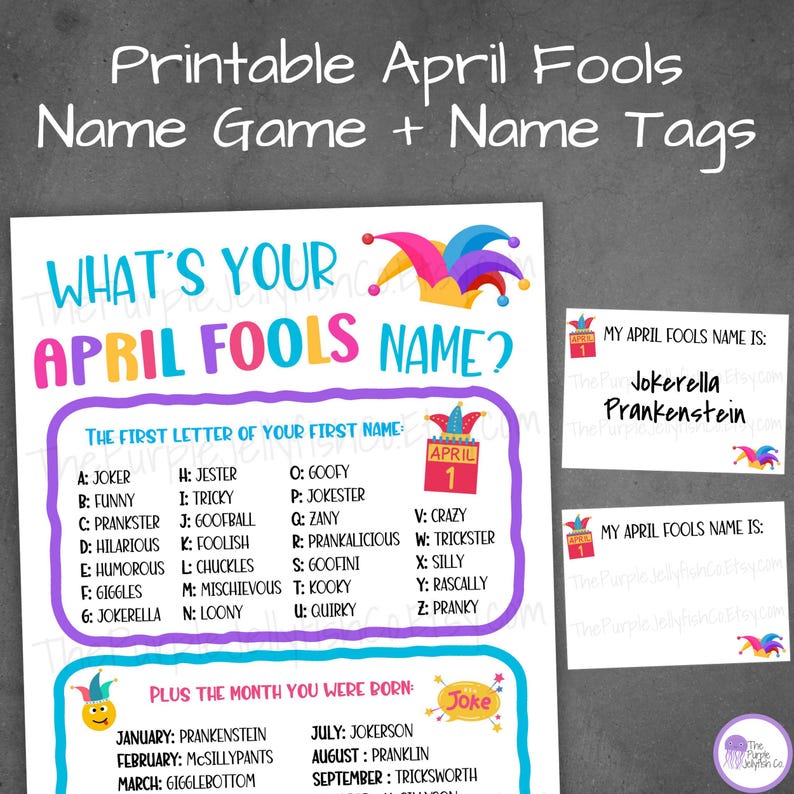 Whats Your April Fools Name Game, Funny April Fools Game for Kids ...