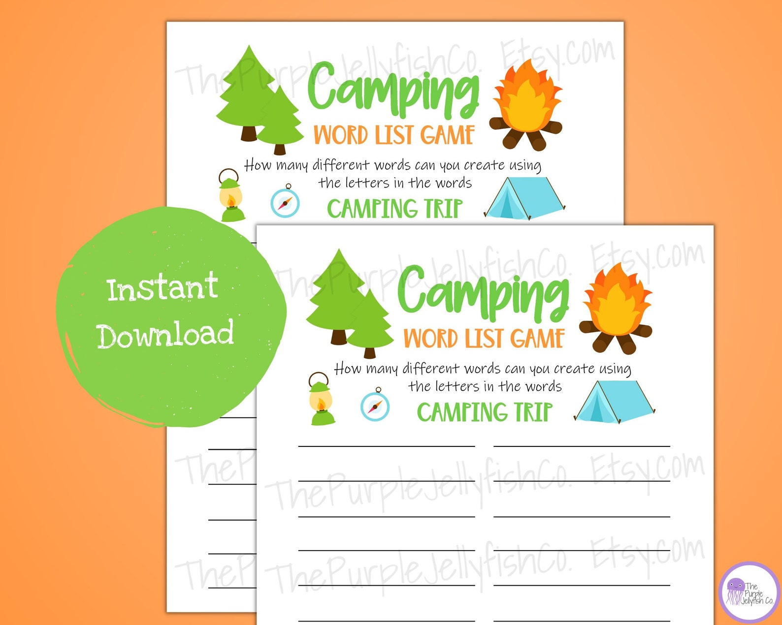 Camping Word List Game, Camping Activity for Kids Printable, Camping ...