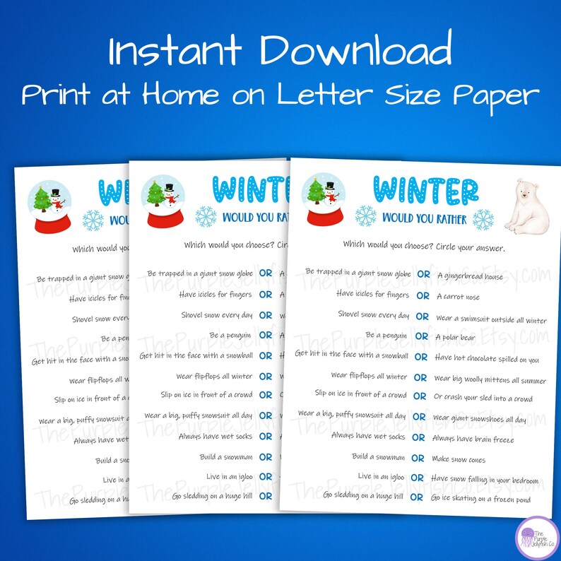 Winter Would You Rather Questions for Kids, This or That Christmas ...